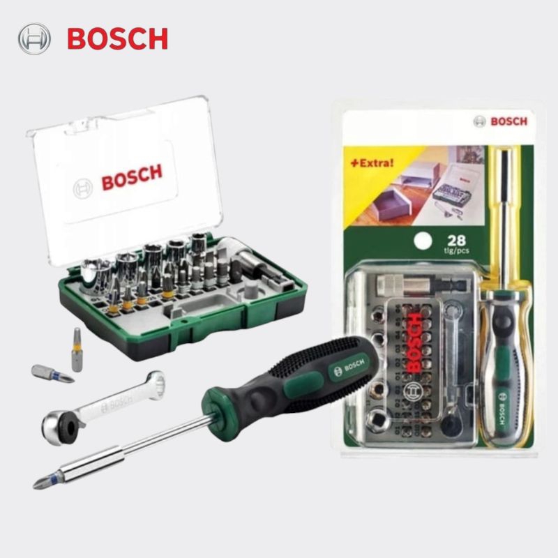Jual Obeng Set Bosch 28 pcs Obeng Bosch + Aksesoris Bit Set dan mini ...
