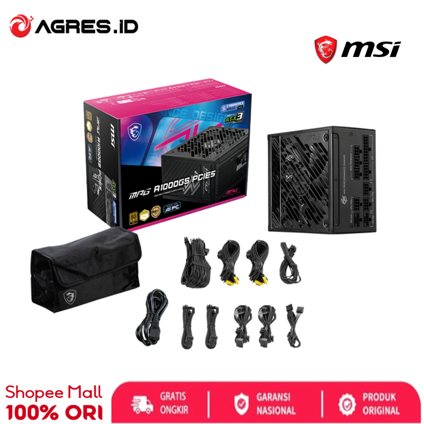 Jual MSI PSU POWER SUPPLY MPG A1000GS PCIE5 (80+ GOLD) FULLY MODULAR ...