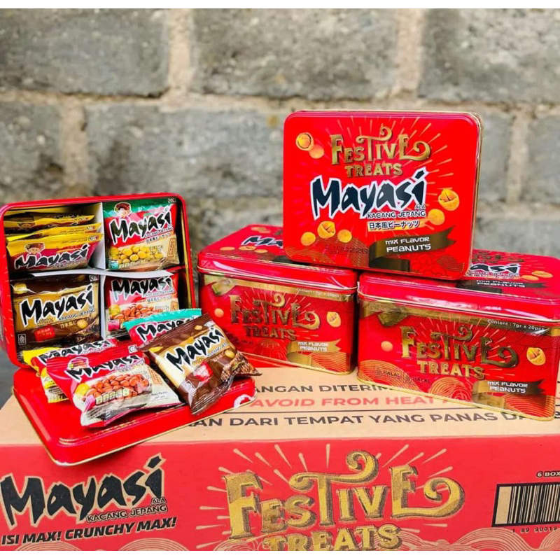 Jual Kacang Mayasi Festive Treats Kaleng (Isi 20 PCs x 7 Gr) Mix 4 ...