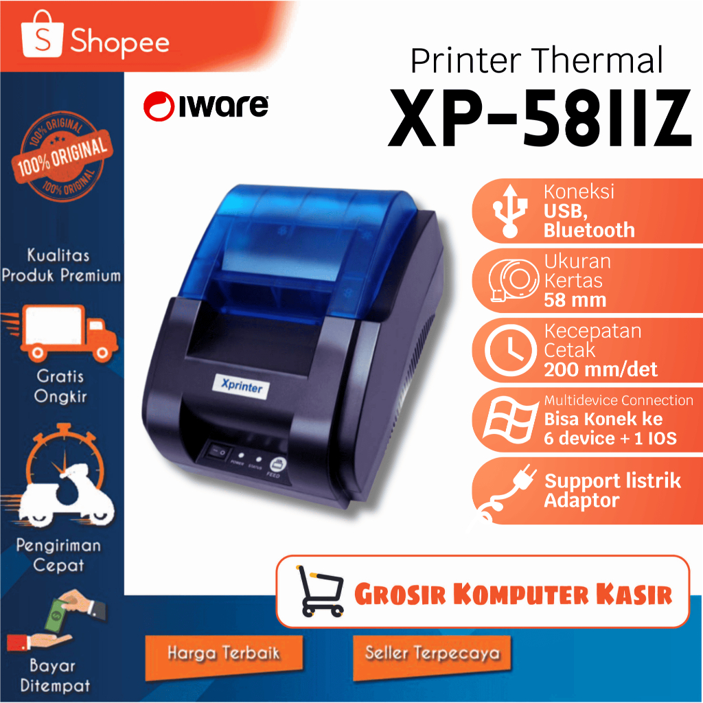 Jual Printer Thermal Kasir 58mm Xprinter XP58-IIZ // XP-58IIZ // XP58 ...