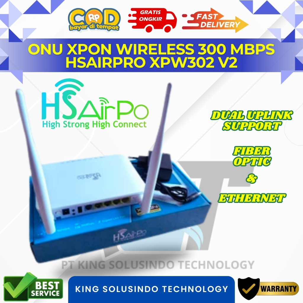 Jual HSAirPo XPW302 V2 ONU XPON 300 Mbps Dual Uplink FO dan Ethernet ...