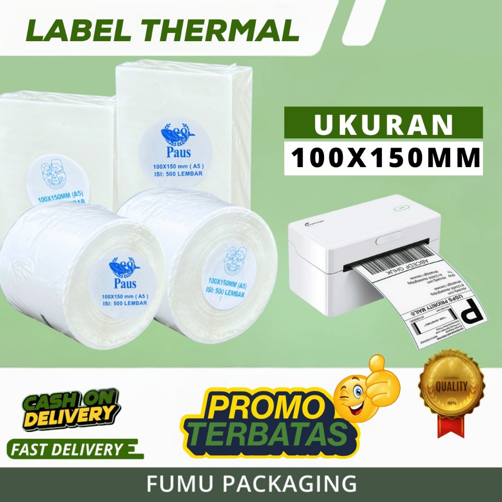 Jual Kertas Label Thermal / Kertas Stiker Barcode Thermal Online Shop 100x150mm Isi 500 pcs ...