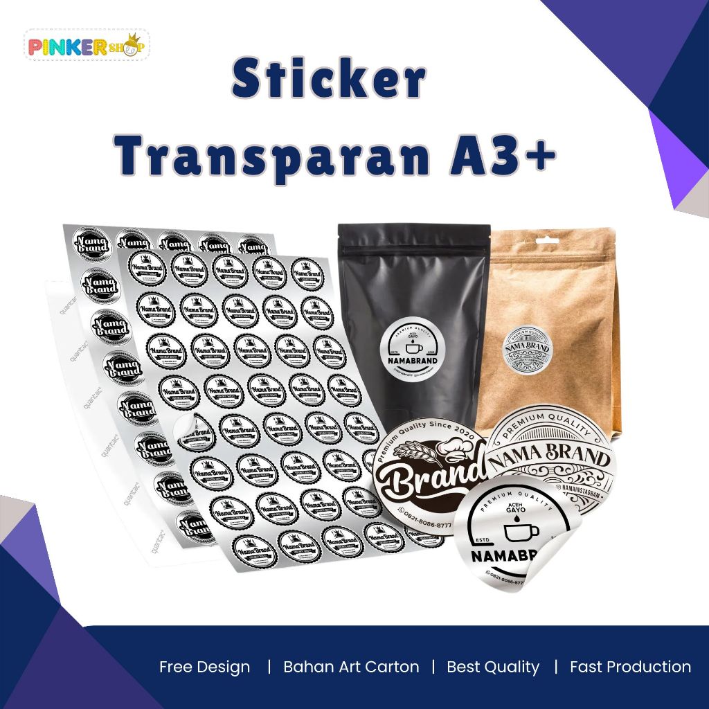 Jual Sticker Label Transparan A3+ *ANTI AIR* Cetak Stiker Botol Minuman ...