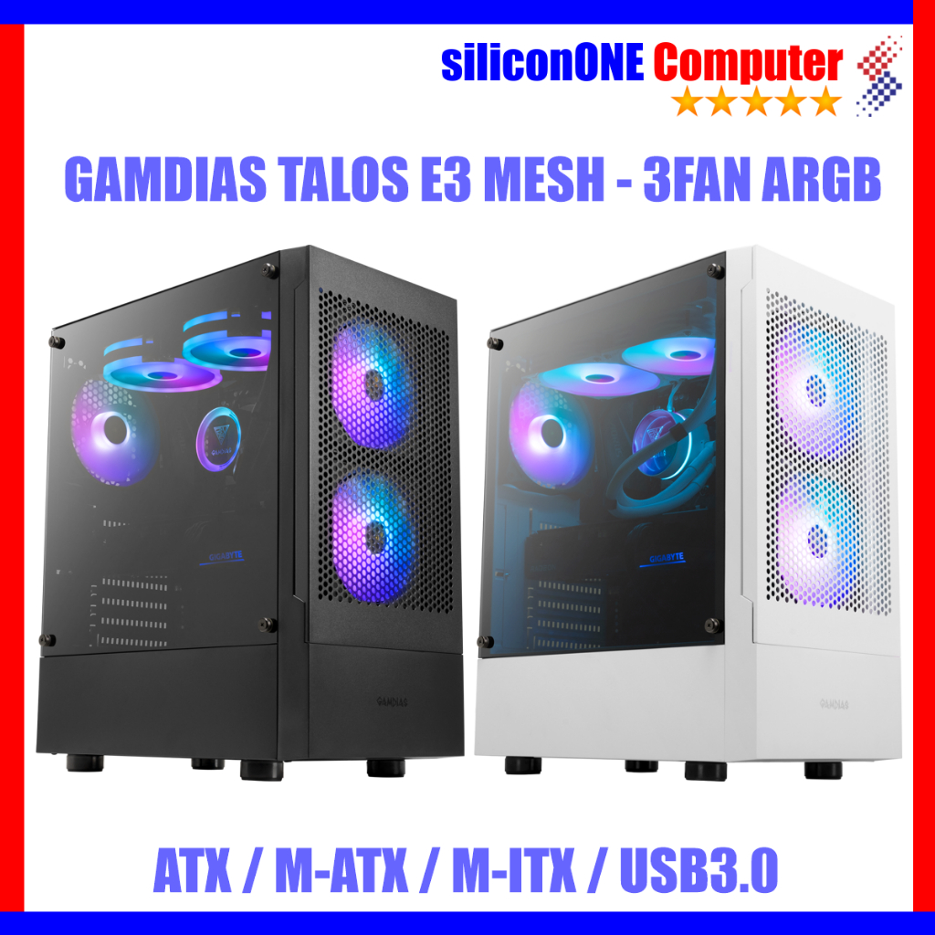 Jual GAMDIAS TALOS E3 MESH - 3FAN ARGB Tempered Glass ATX M-ATX M-ITX ...