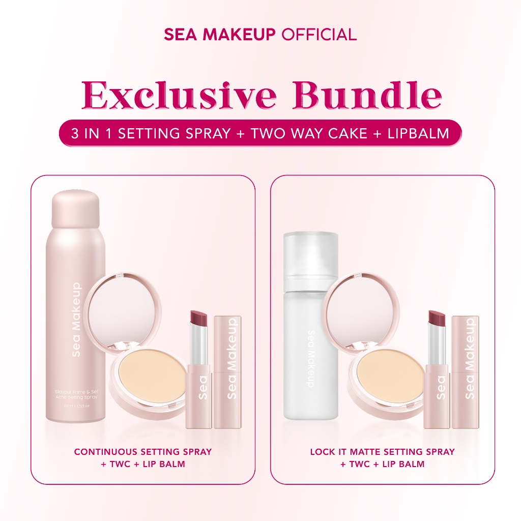 Jual Bundle Makeup Sea Makeup 3in1 Lock it Matte Setting Spray+TWC+Lip ...