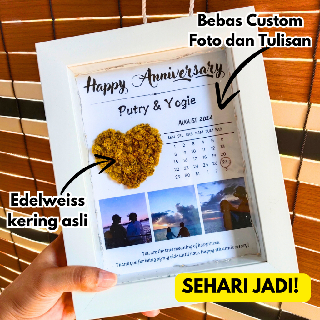 Jual Pigura Kalender Potrait Bingkai Custom Tulisan Foto 6R Edelweiss ...