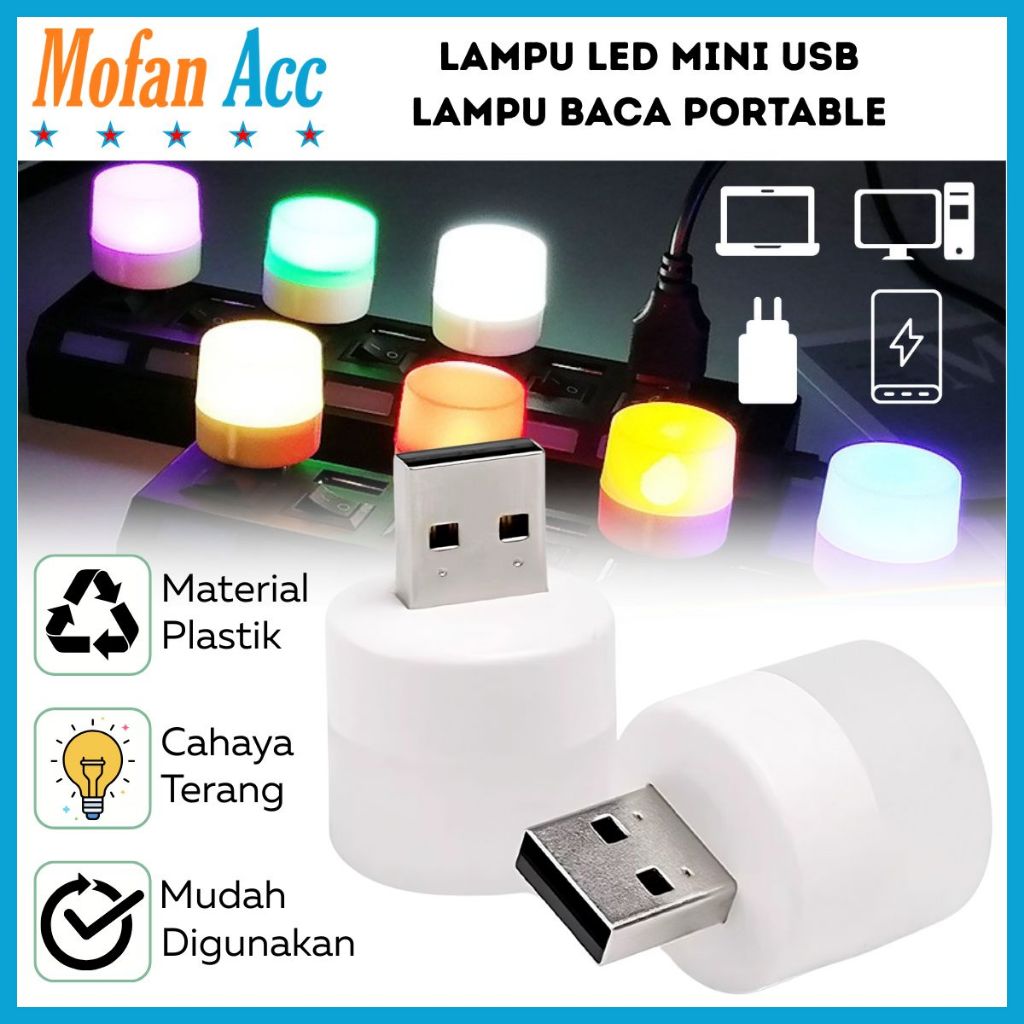 Jual Lampu LED Mini USB Portable / Night Light Aesthetic Travel / Lampu Tidur Baca Belajar ...