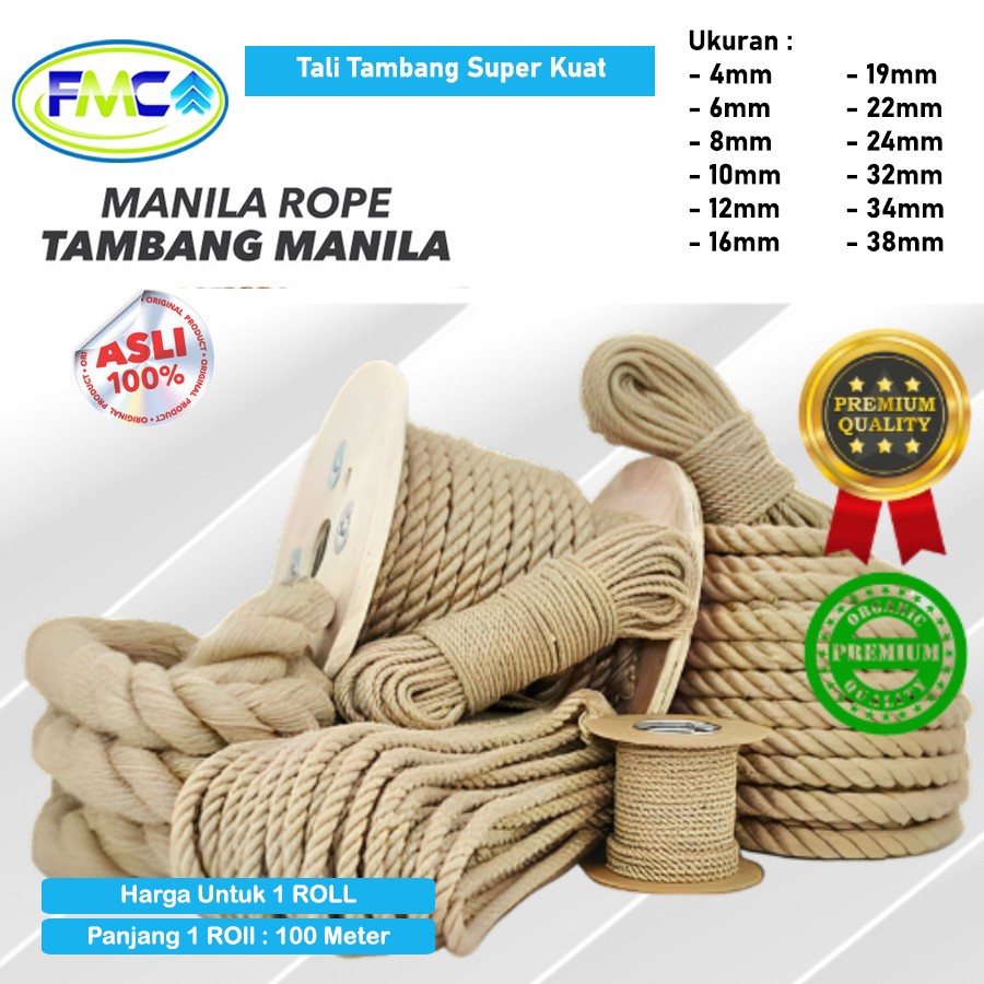 Jual Tali Tambang Manila Dadung Rope Per Roll Ukuran 4mm 6mm 8mm 10mm ...