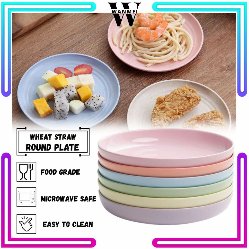 Jual WM Piring Makan Saji Bulat Bahan Jerami Gandum Wheat Straw Piring ...