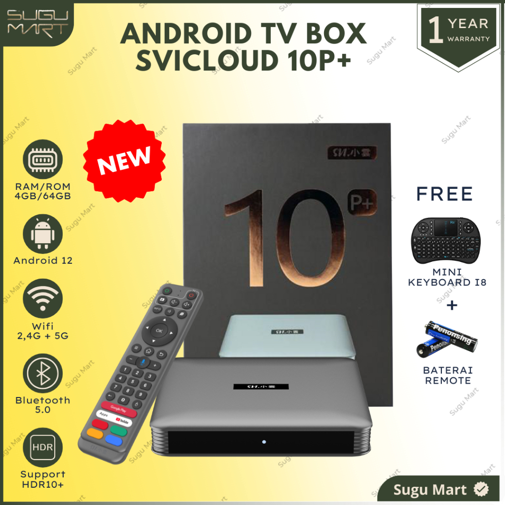 Jual Tvbox Svicloud 10P+ Android 12 RAM 4 / 64 GB | Android Tv Box | Tv ...