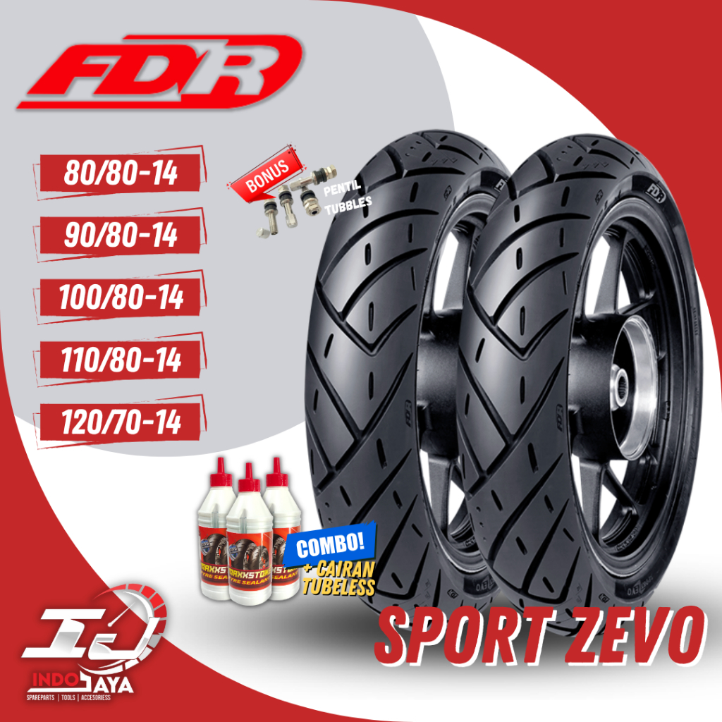 Jual [BAYAR DI TEMPAT] BAN FDR TUBELESS SPORT ZEVO ( 80/80-14 - 90/80-14 - 100/80-14 - 110/80-14 ...