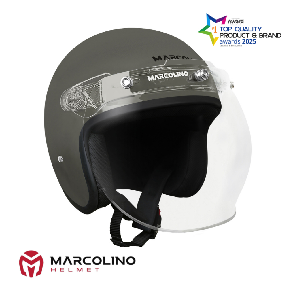 Jual [ Abu Glossy With Visor ] Helm Bogo Retro Marcolino Glossy/Doff ...