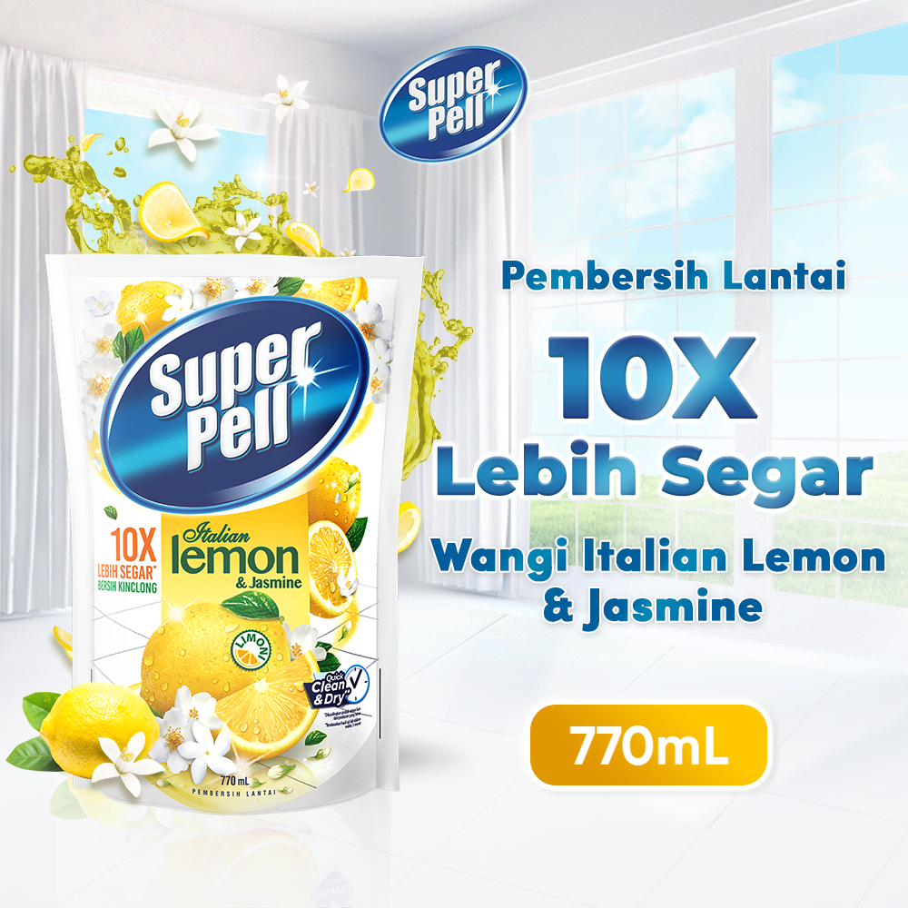 Jual Superpell Pembersih Lantai Pel Lantai Kinclong Harum & Wangi Italian Lemon & Jasmine 770mL ...