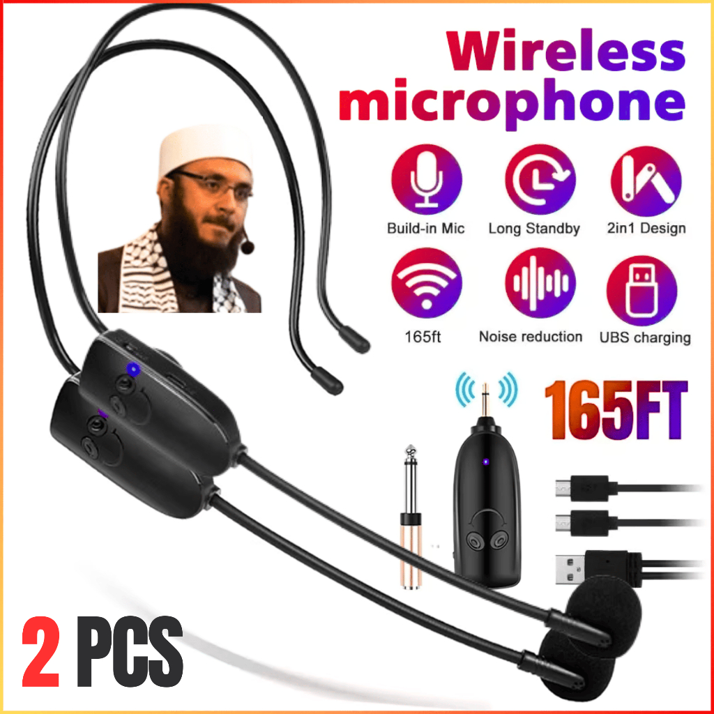 Jual NO LIMIT TaffSTUDIO Mic Mik Microphone Bando Wireless Imam Masjid Jarak Jauh Headset 2.4GHz ...
