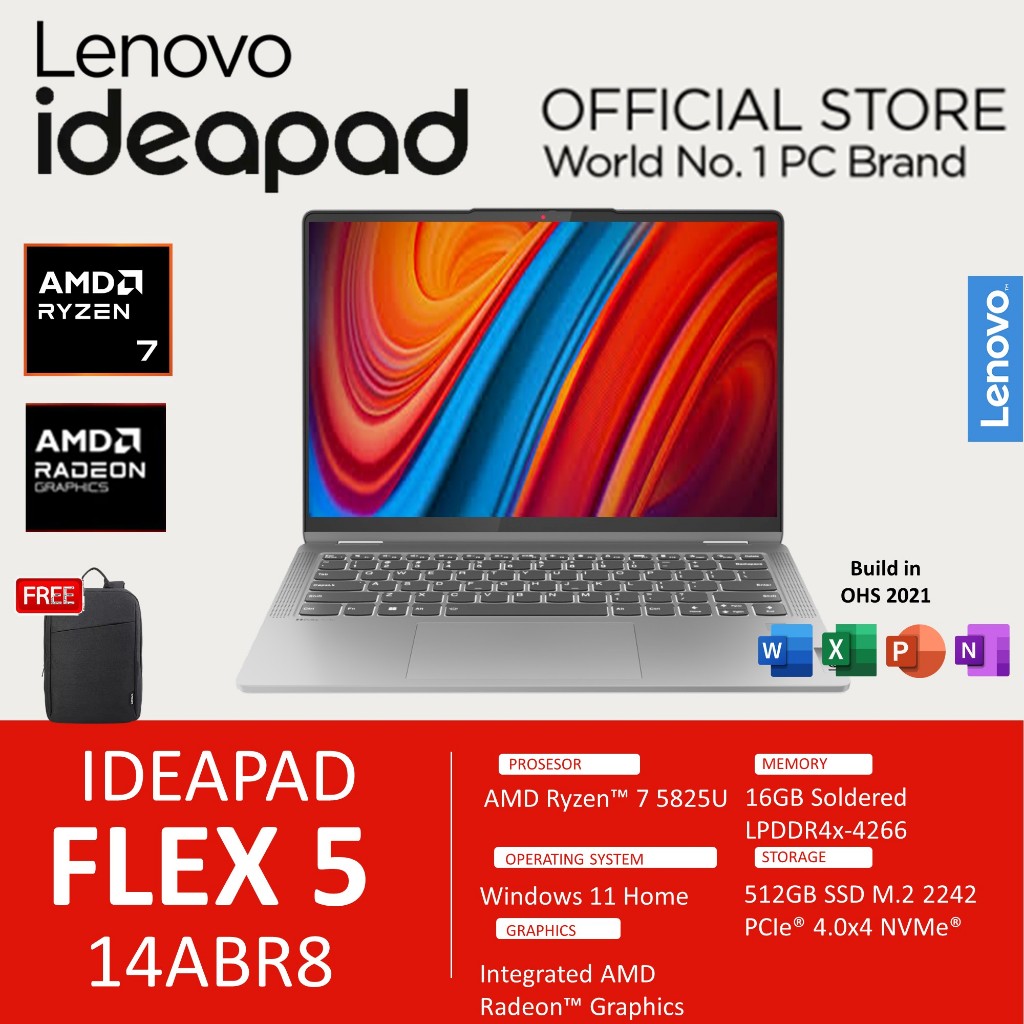 Jual LENOVO IDEAPAD FLEX 5 14 RYZEN 7 5825 RAM 16GB 512GB SSD W11+OHS ...