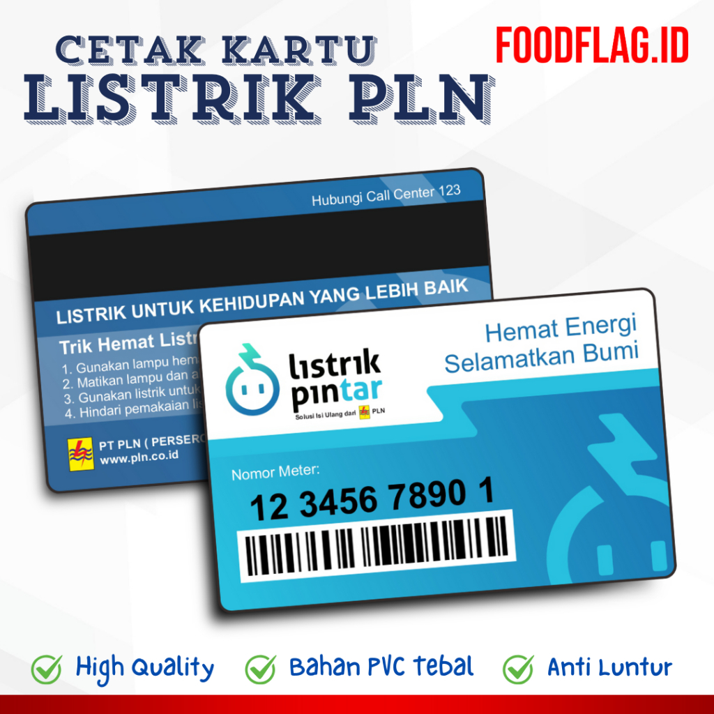 Jual CETAK KARTU PLN / LISTRIK PINTAR / PVC TEBAL / ANTI LUNTUR ...