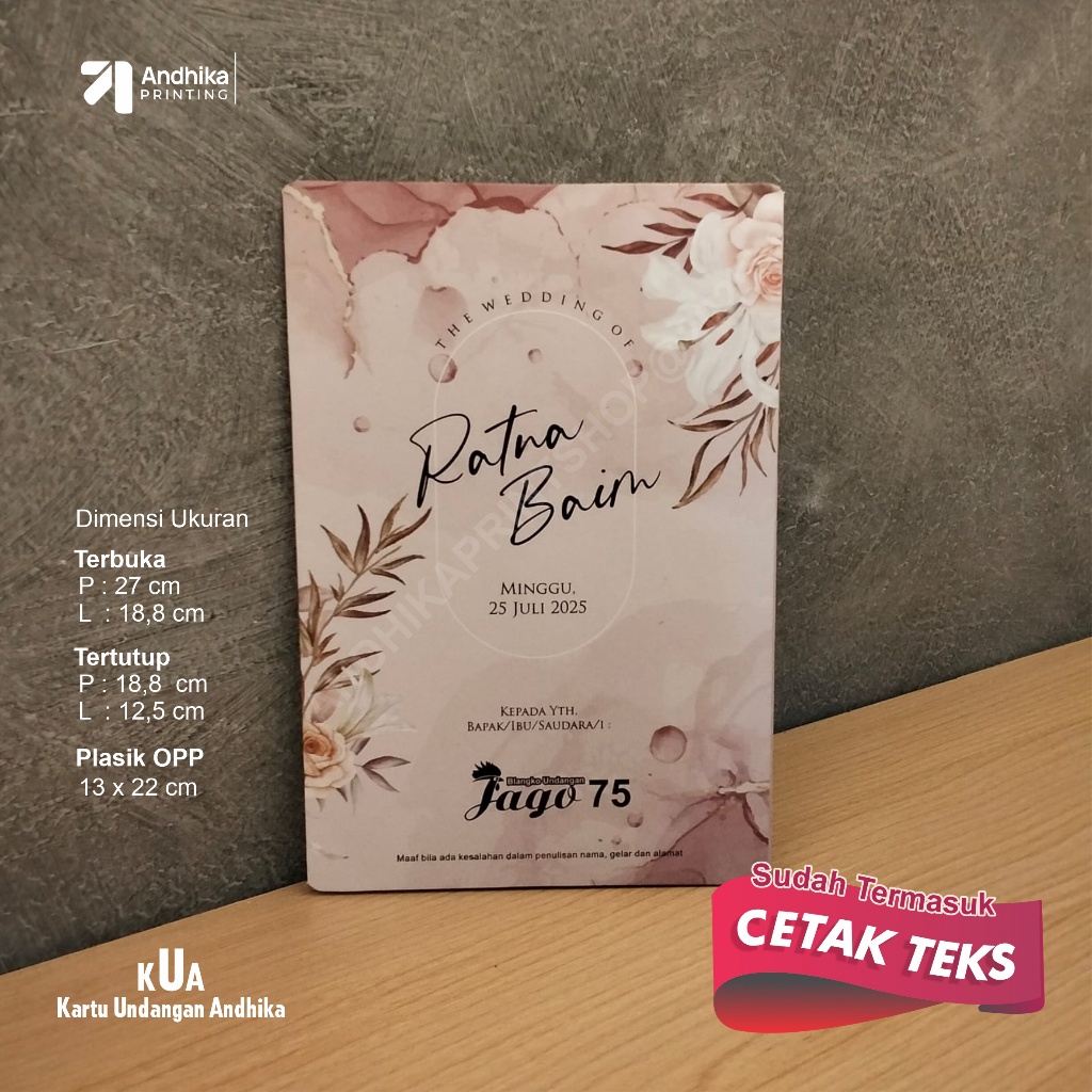 Jual CETAK UNDANGAN BC Tik ELEGAN / UNDANGAN WEDDING INVITATION JAGO 75 ...