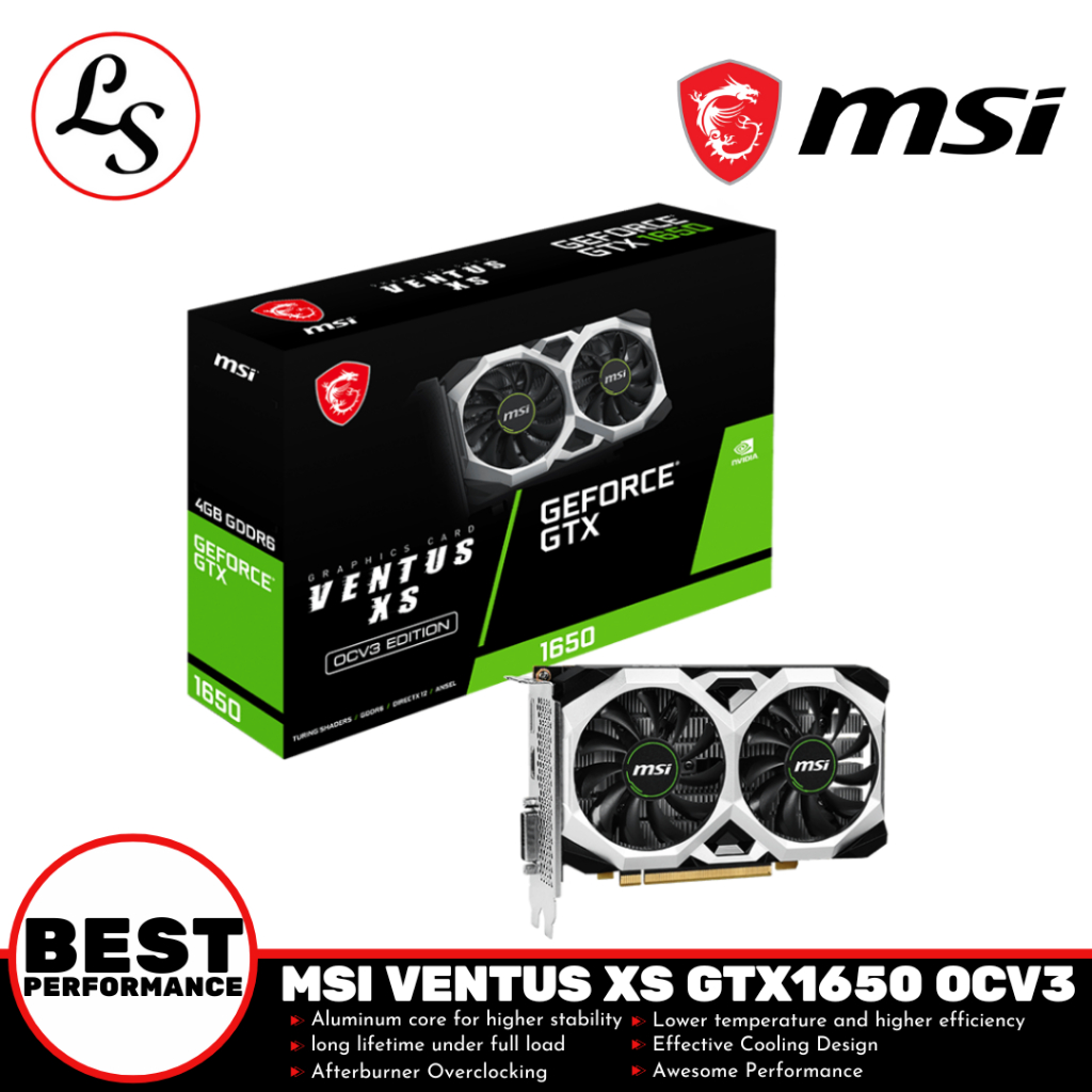Jual MSI VGA GTX1650 D6 Ventus XS OCV3 4GB GDDR6 Graphic Card Dual Fan ...