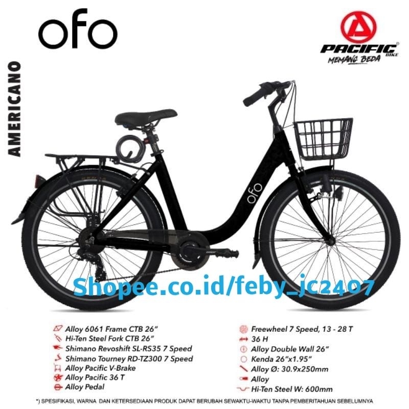 Jual Pacific Ofo Sepeda Mini Keranjang Ofo Ctb 26 7 speed Frame Alloy ...