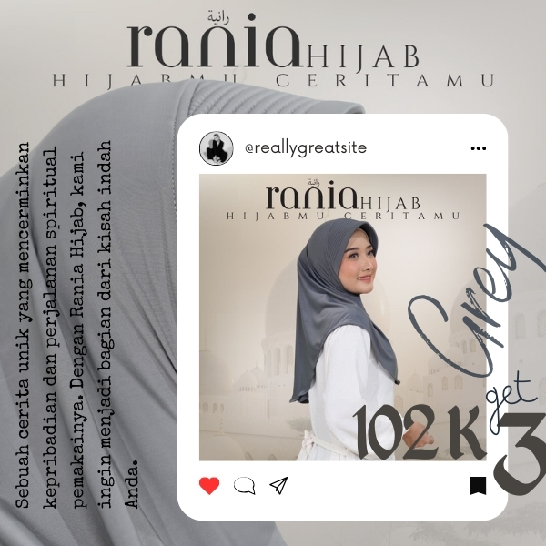 Jual [Grey] Standard Medium size | Hijab Bergo Jannah Series by Rania Hijab | HIJAB VIRAL INSTAN ...