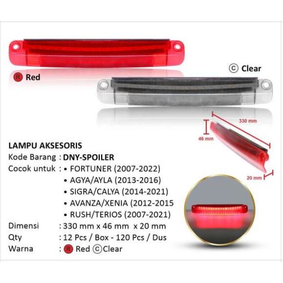 Jual DNY Lampu Spoiler Belakang Universal Spoiler Light Brake Lamp ...