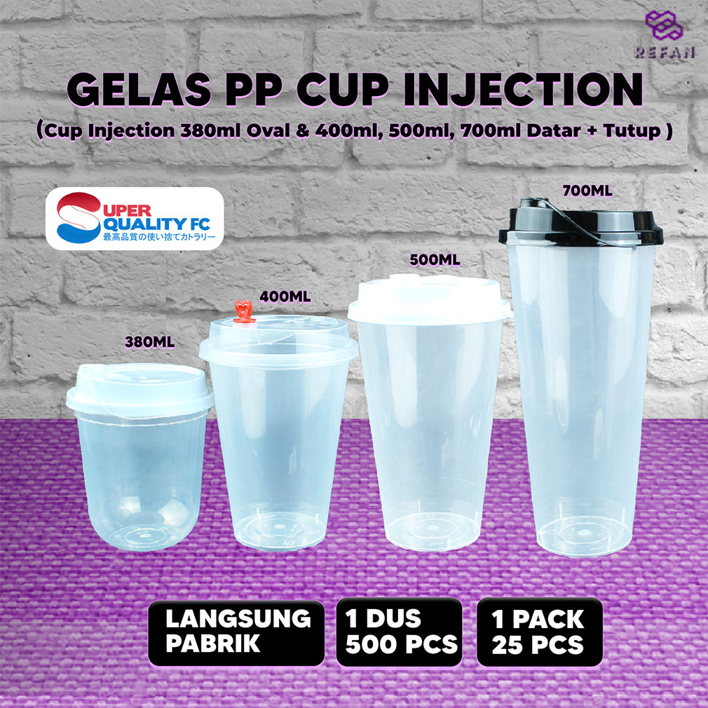 Jual Cup PP Injection Oval 380ml 12oz & Datar 400ml 14oz / 500ml 16oz & 700ml 24oz / Gelas ...