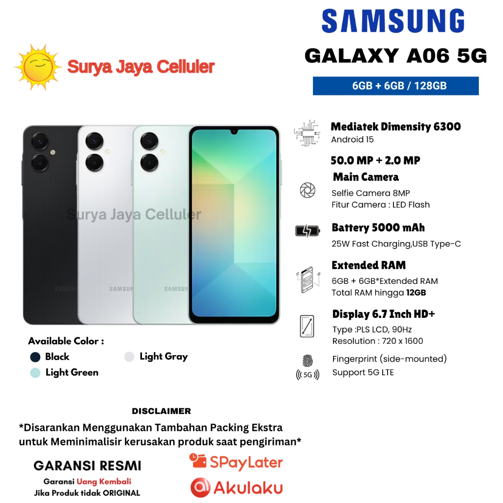 Jual Samsung Galaxy A07 8/256GB,A07 6/128GB,A07 4/128GB,A07 4/64GB,A06 5G 6/128GB(GARANSI RESMI ...