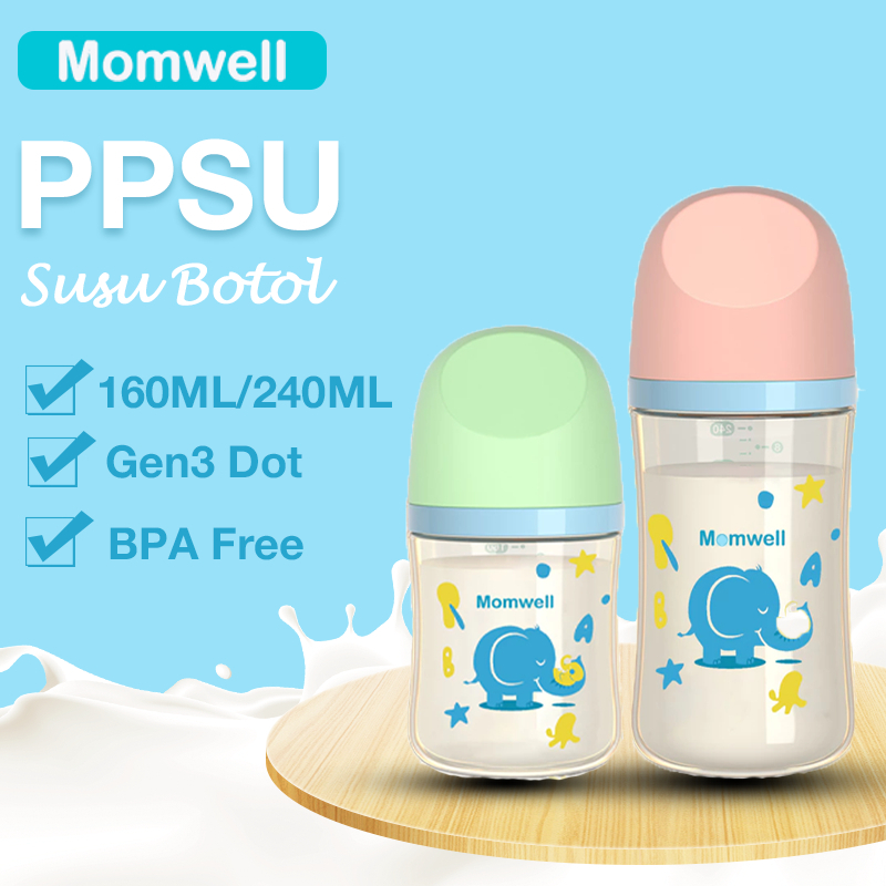 Jual Momwell BPS06 Botol Susu bayi PPSU BPA Free Anti Bocor Botol Minum ...