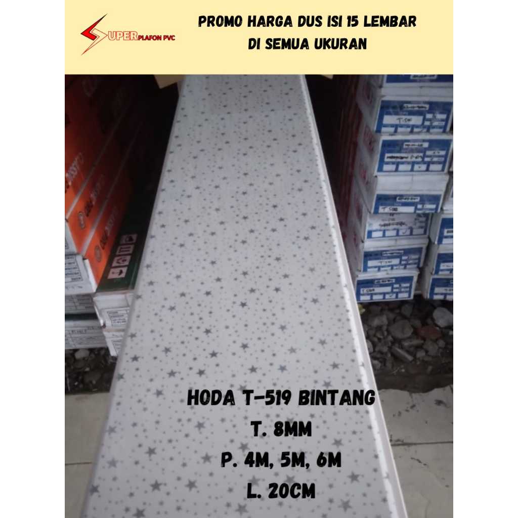Jual [PROMO] 1 Dus Plafon Pvc isi 15 Lembar Hoda Glossy T519 rata Motif ...