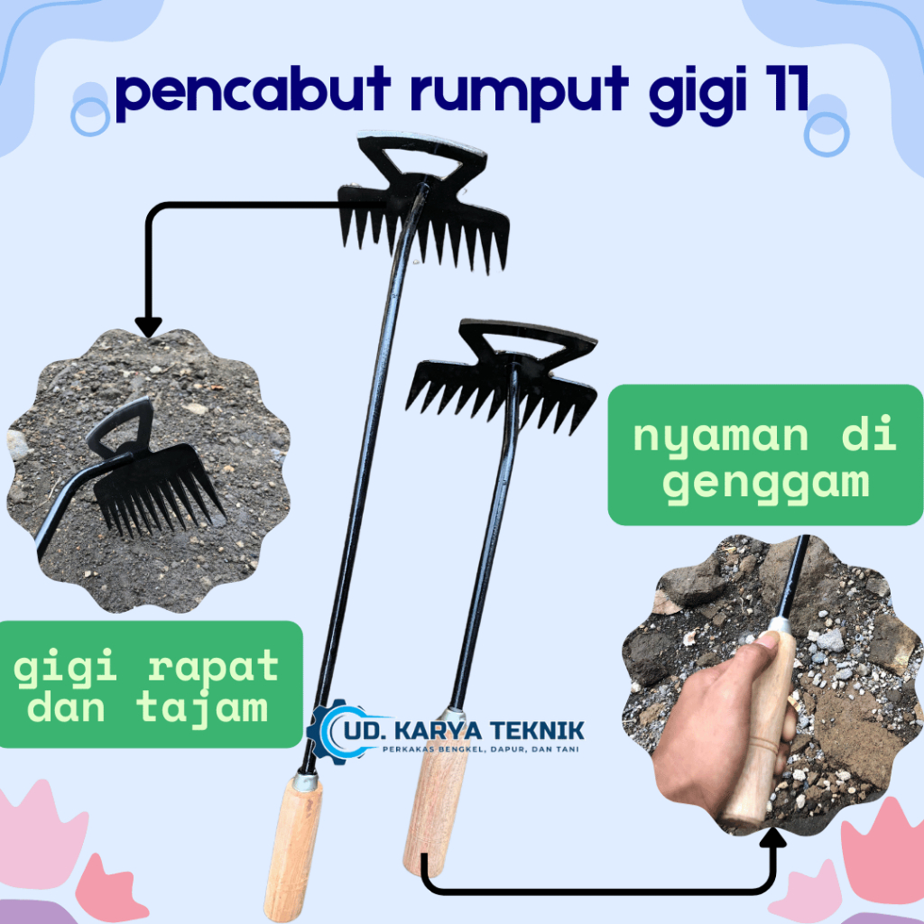 Jual Pencabut rumput gigi 11 panjang 65cm bahan asli plat baja ...