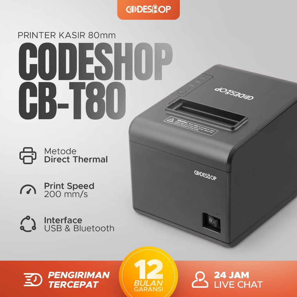 Jual Codeshop CBT-80 Printer Kertas Thermal 80mm USB Bluetooth RJ-11 ...