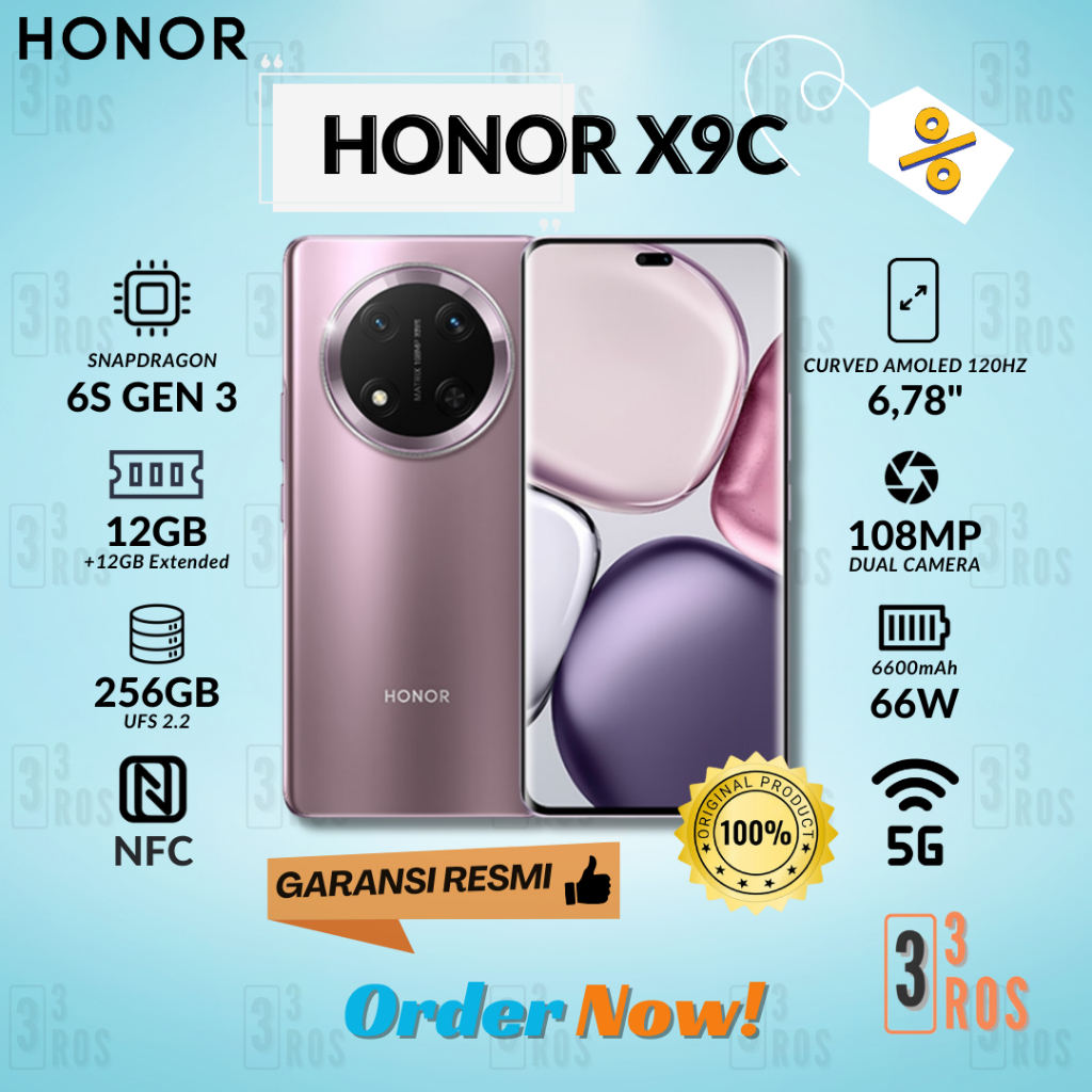 Jual HONOR X9C (12/256GB) 108 MP (Kamera Utama) 18MP (Kamera Selfie) | AMOLED 120Hz | 6600 mAh ...