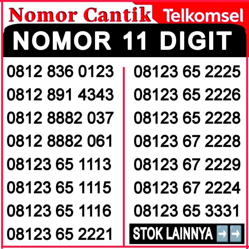 Jual NOMOR SIMPATI 11 DIGIT 4G LTE KARTU PERDANA TELKOMSEL PRABAYAR SUPPORT 5G NOMOR CANTIK ...