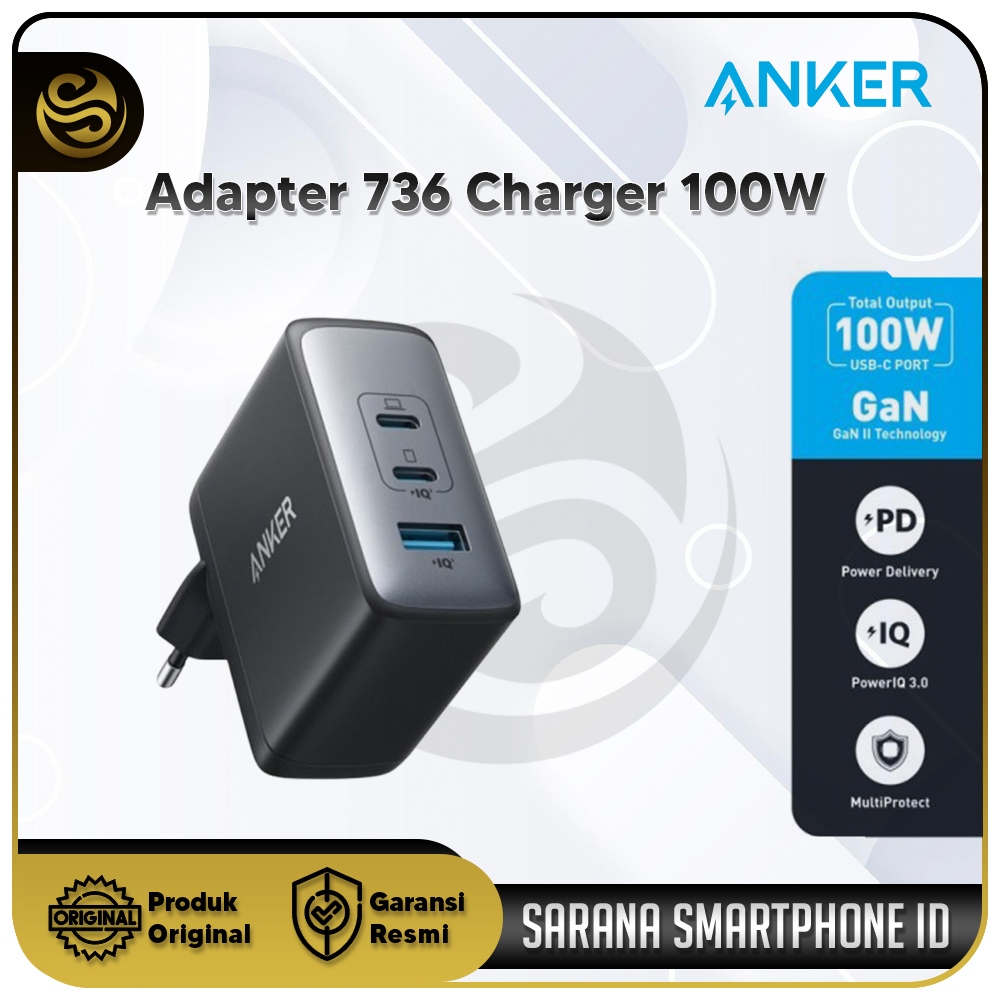 Jual Adapter Adaptor Anker Powerport 736 Wall GaN PD Super Fast Charging Nano II 100W A2145 ...