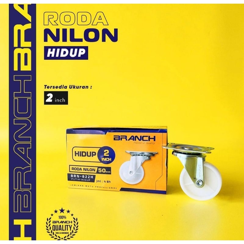 Jual Branch Roda Nilon Putih Hidup Rem 2" / Roda Nylon Hidup + Rem 2 ...