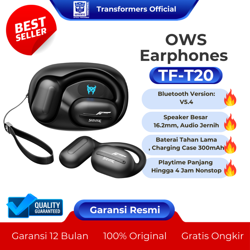 Jual Transformers TF-T20 OWS Earphones – Bluetooth 5.4, Desain ...