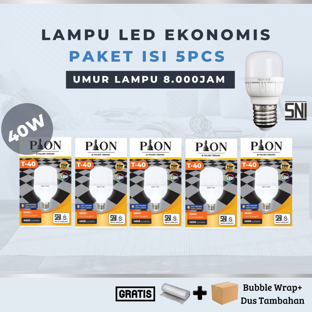 Jual Lampu LED Bohlam Capsule Ekonomis 5W 10W 15W 20W 30W 40W PION LED Low Voltase Cahaya Putih ...