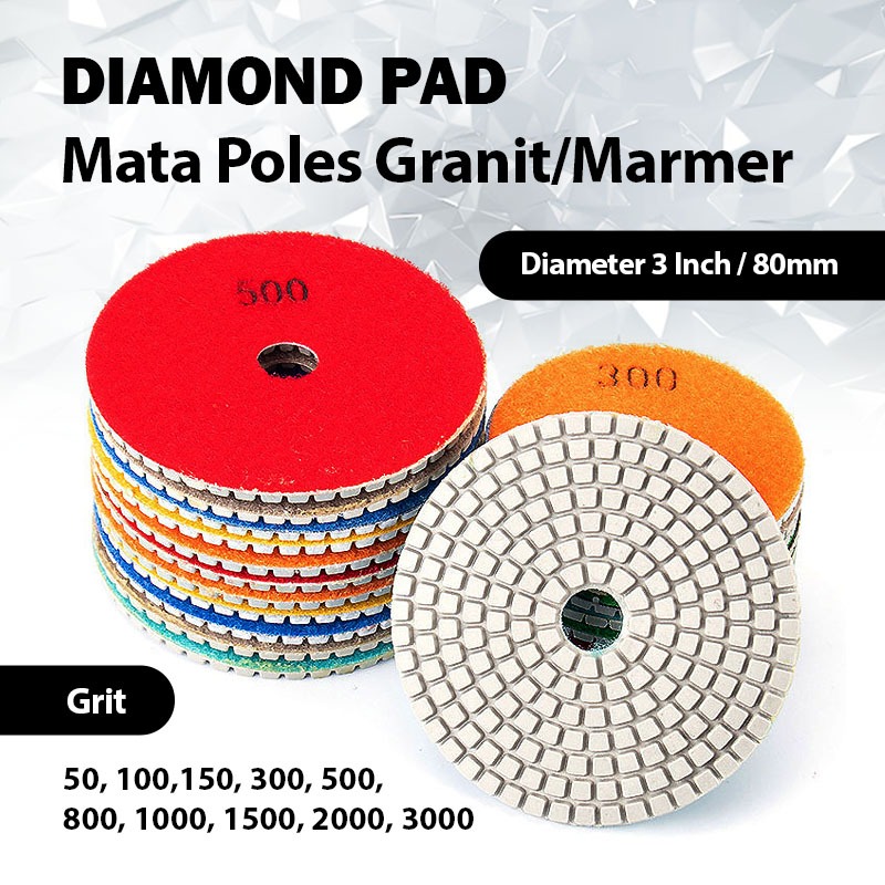 Jual 3 Inch Diamond Pad Velcro Mata Poles Granit Marmer Stone Batu ...