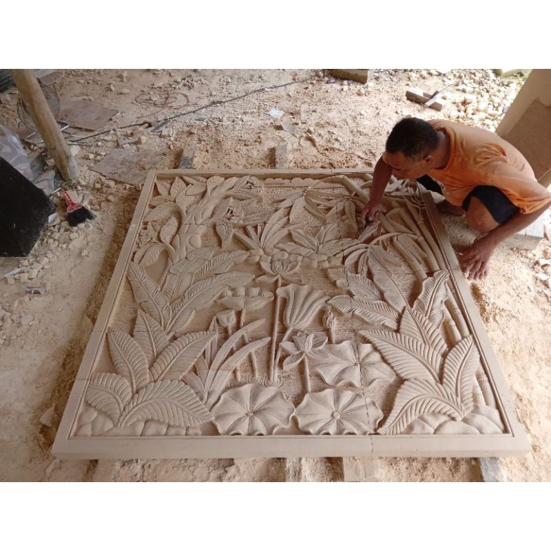 Jual RELIEF LOTUS TERATAI UKIRAN BATU ALAM HIASAN DINDING | Shopee ...