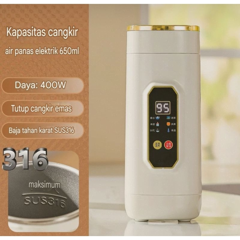 Jual Kettle Portable Listrik kapasitas 650ml Tampilan Layar LED Bahan ...