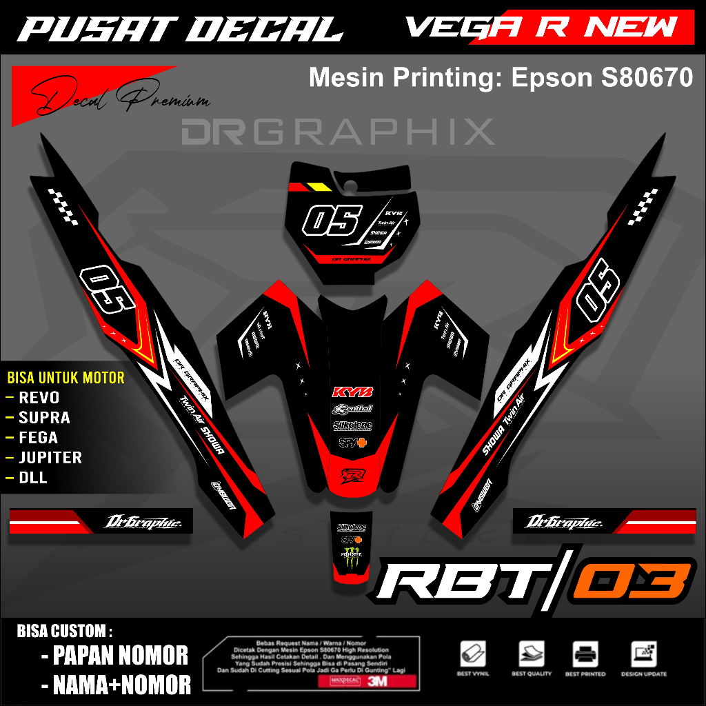 Jual RBT03 - Sticker striping RBT RBT VEGA R VEGA BEBEK MODIF SUPERMOTO ...