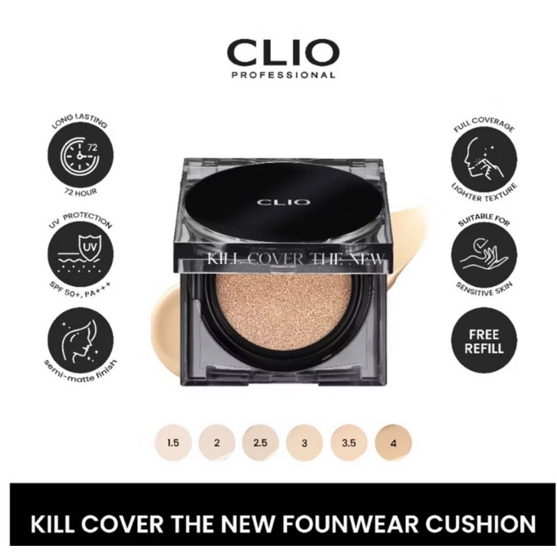 Jual CLIO Kill Cover The New Founwear Cushion SPF50+, PA+++ | Shopee ...