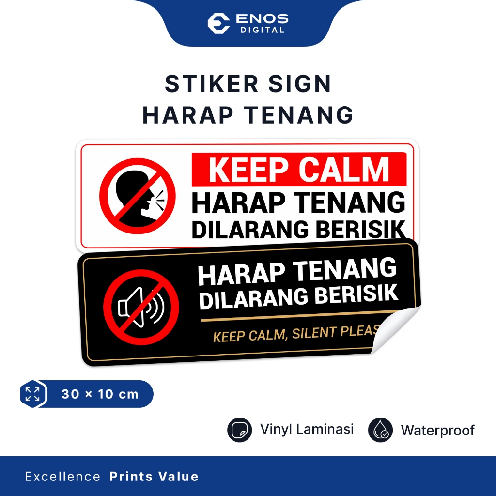 Jual Stiker Harap Tenang Dilarang Berisik Sign Label Keep Calm Silent ...