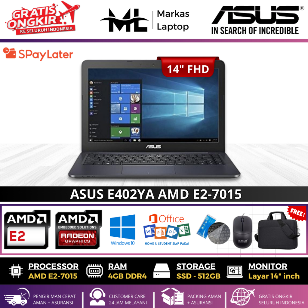 Jual LAPTOP ASUS E402YA AMD E2-7015 4GB 512GB SSD 14'INCH WINDOWS 10 ...