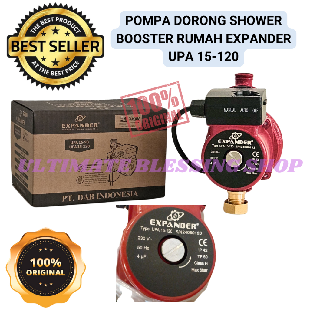 Jual POMPA DORONG SHOWER BOOSTER RUMAH EXPANDER UPA 15-120 Original ...