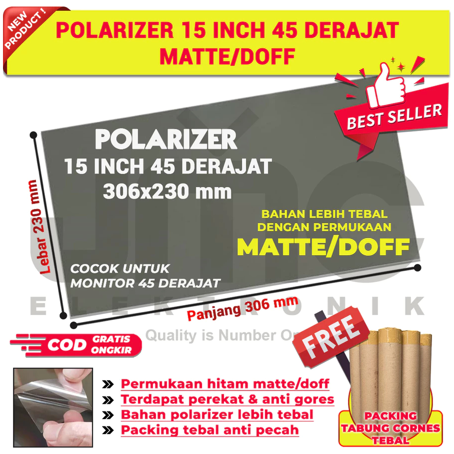 Jual POLARIZER LCD 15 INCH 45 DERAJAT polariser LCD LED 15 Inch 45 ...