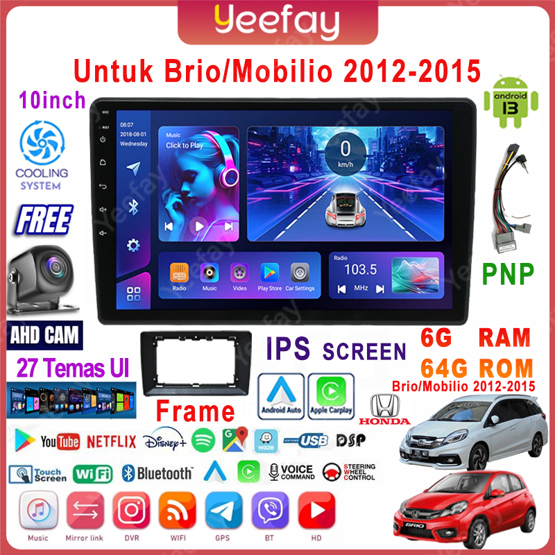 Jual Untuk Brio/Mobilio 2012-2015 6G+64G Android 13 Head Unit Termasuk ...