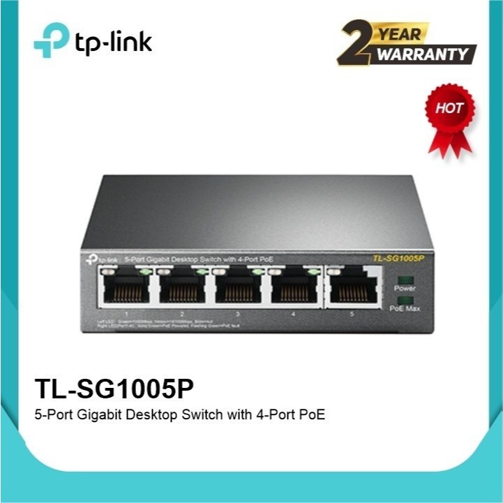 Jual TP-LINK TL-SG1005P 5 PORT GIGABIT DESKTOP SWITCH WITH 4 PORT POE | Shopee Indonesia