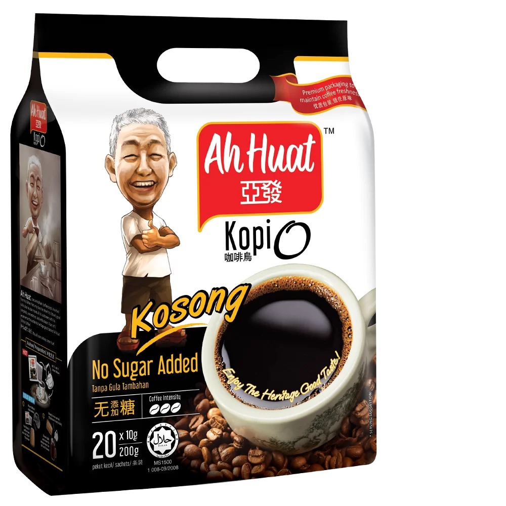 Jual Ah Huat Kopi O Kosong (Isi 20 Sachet - Rendah Kalori & Tanpa Gula ...
