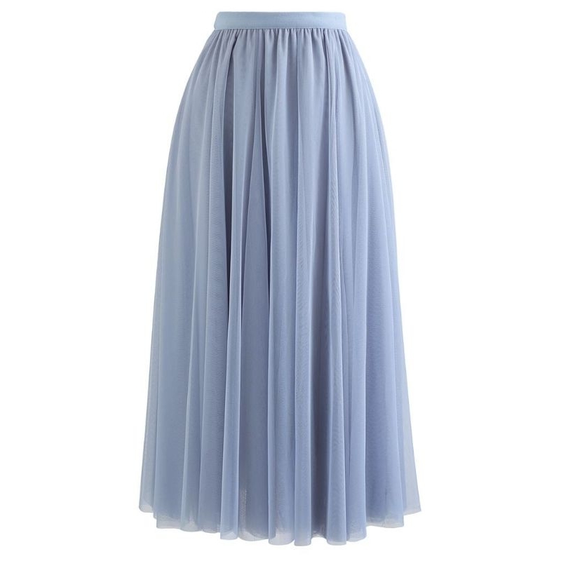 Jual Rok Tutu Long Tulle Maxi Skirt Flare Dusty Pink Ash Blue Biru ...